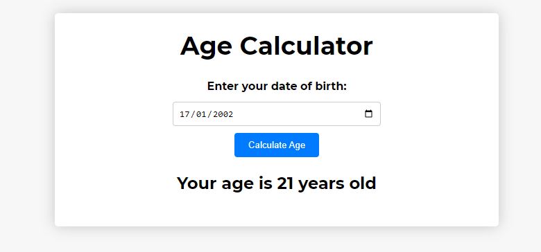 Age Calculator Tutorial - Free JavaScript Project | 100 JS Projects ...
